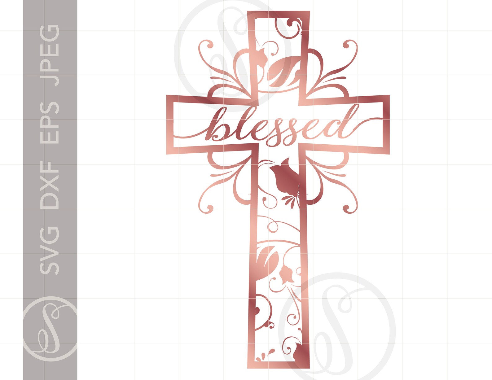 Rose Gold Blessed Cross SVG Cross Clipart Cross Cut File - Etsy