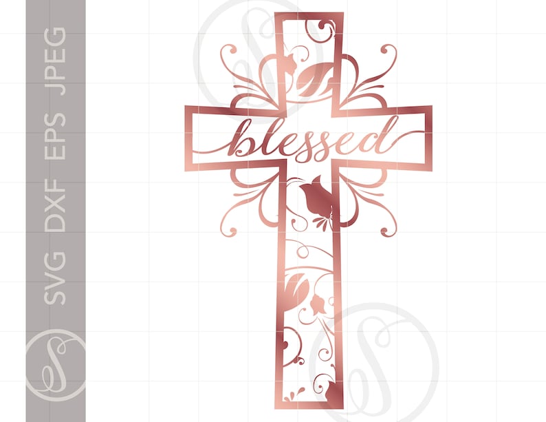 Rose Gold Blessed Cross SVG Cross Clipart Cross Cut File - Etsy