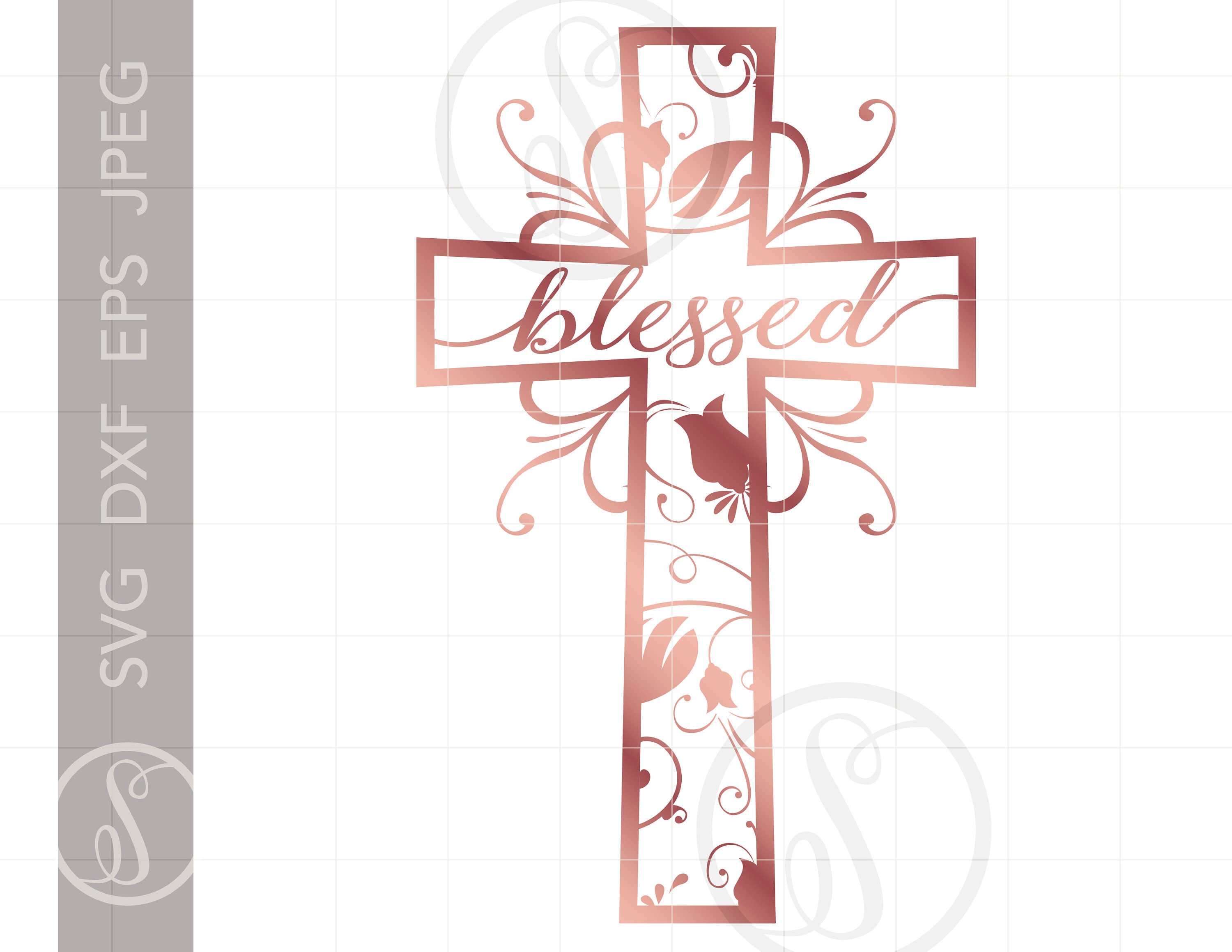 Rose Gold Blessed Cross SVG Cross Clipart Cross Cut File | Etsy