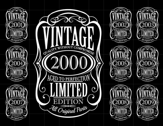 Vintage 2000's SVG Vintage 2000-09 SVG Clipart Aged to | Etsy