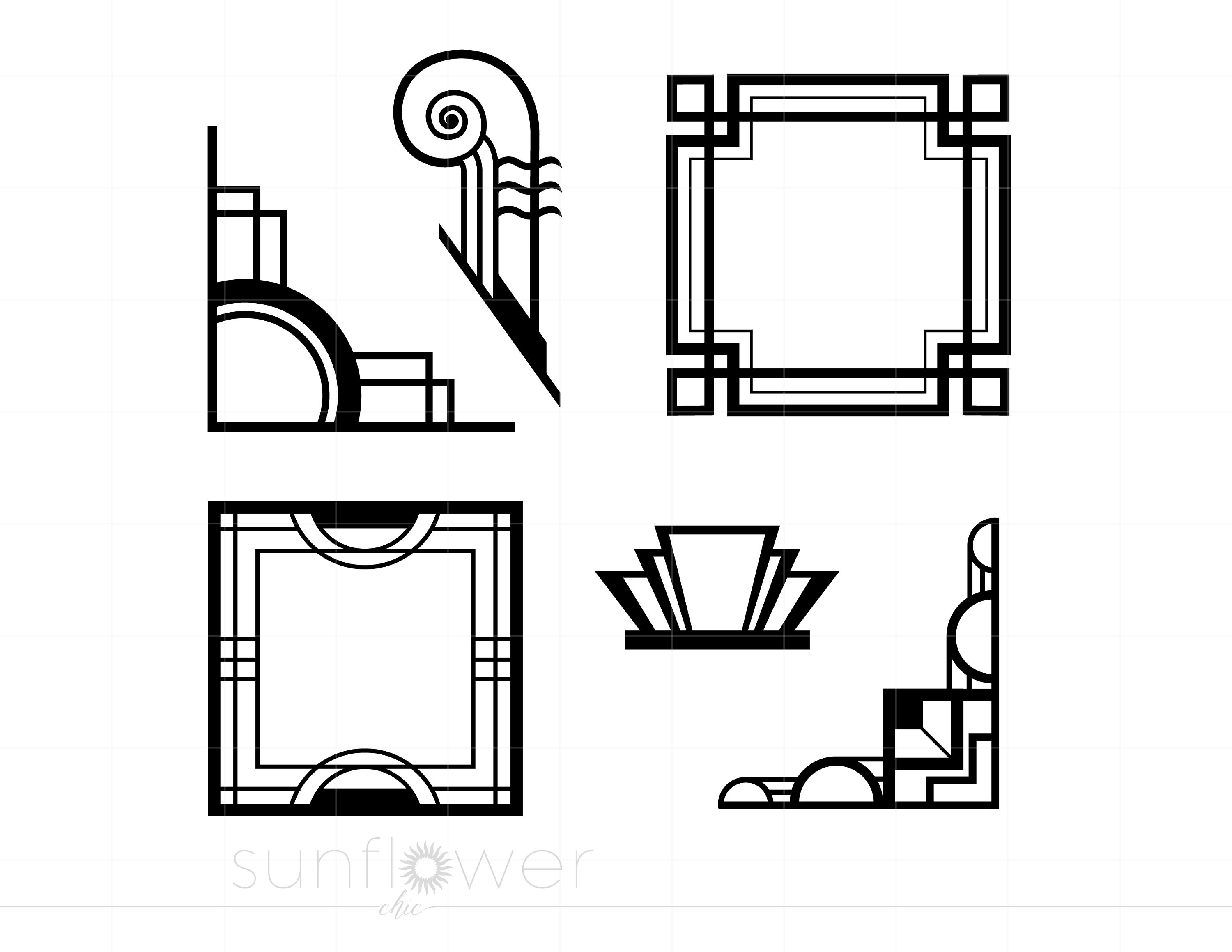 Art Deco SVG Dxf Eps Jpeg Art Deco Cut File Clipart Downloads ...