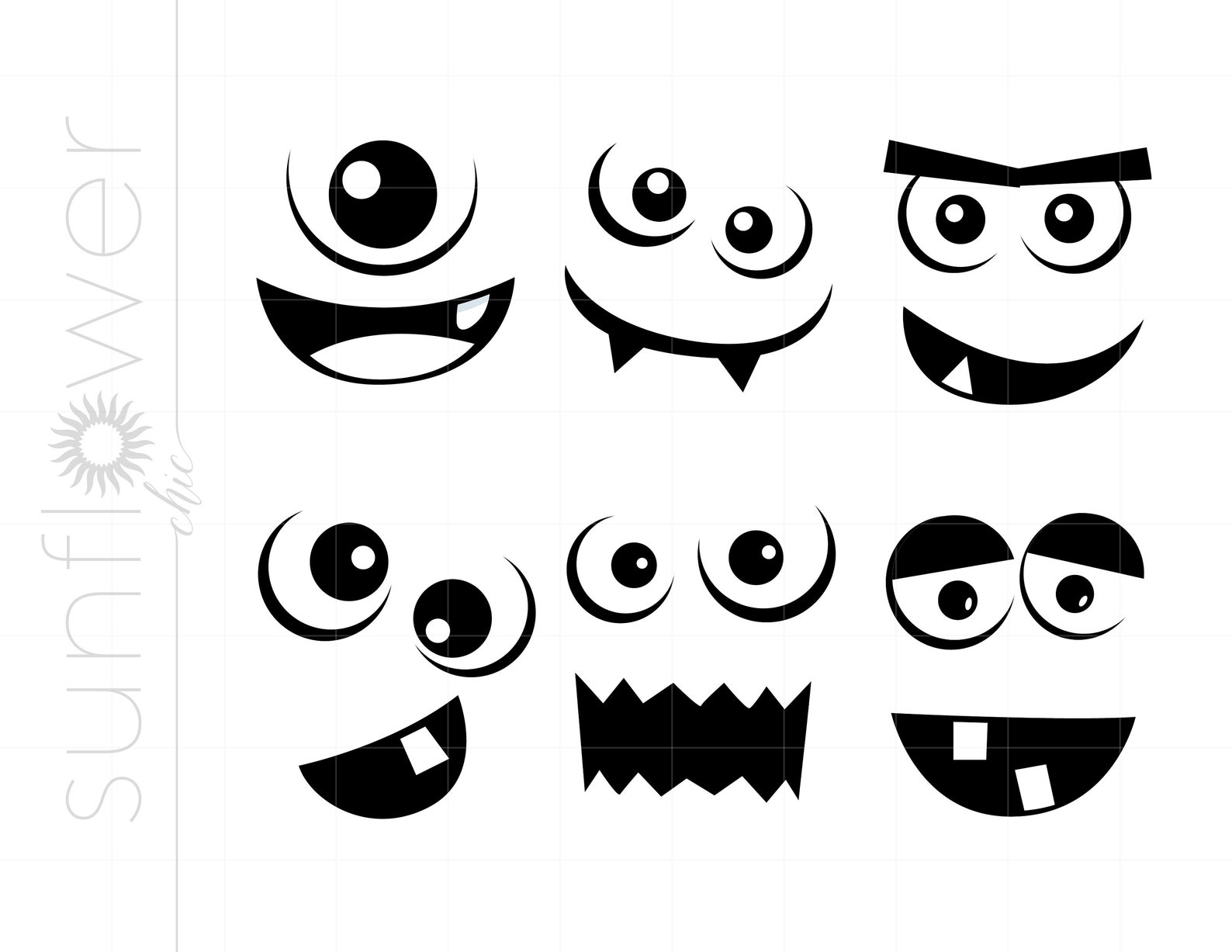 Monster Faces Svg Cut Files Monsters SVG Monster SVG - Etsy