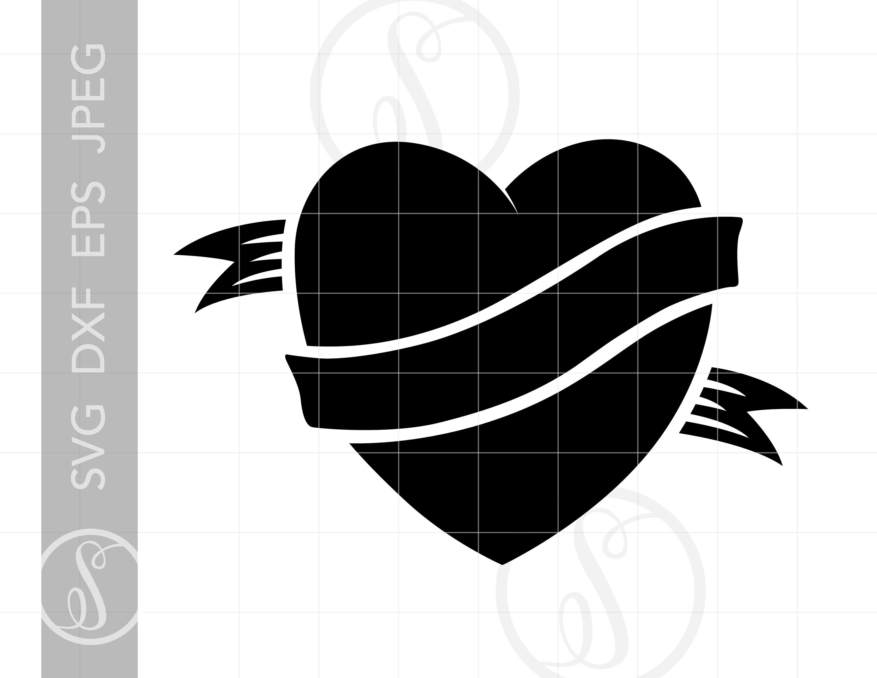 Ribbon Banner Heart SVG Clipart Ribbon Banner Heart - Etsy