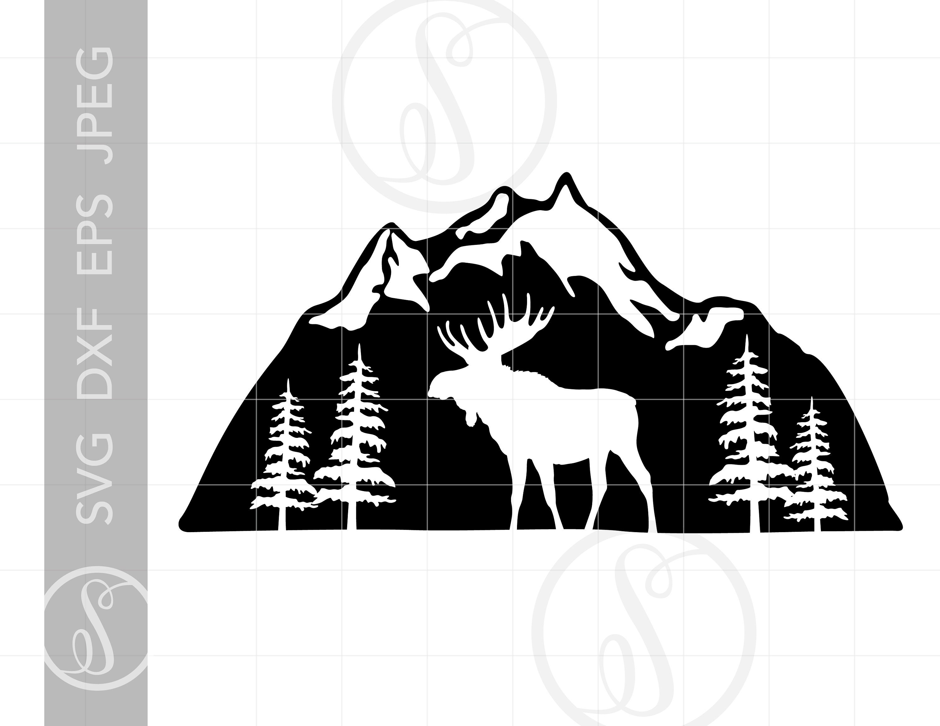 Moose Mountain Design SVG Moose Mountain Silhouette Cut File | Etsy