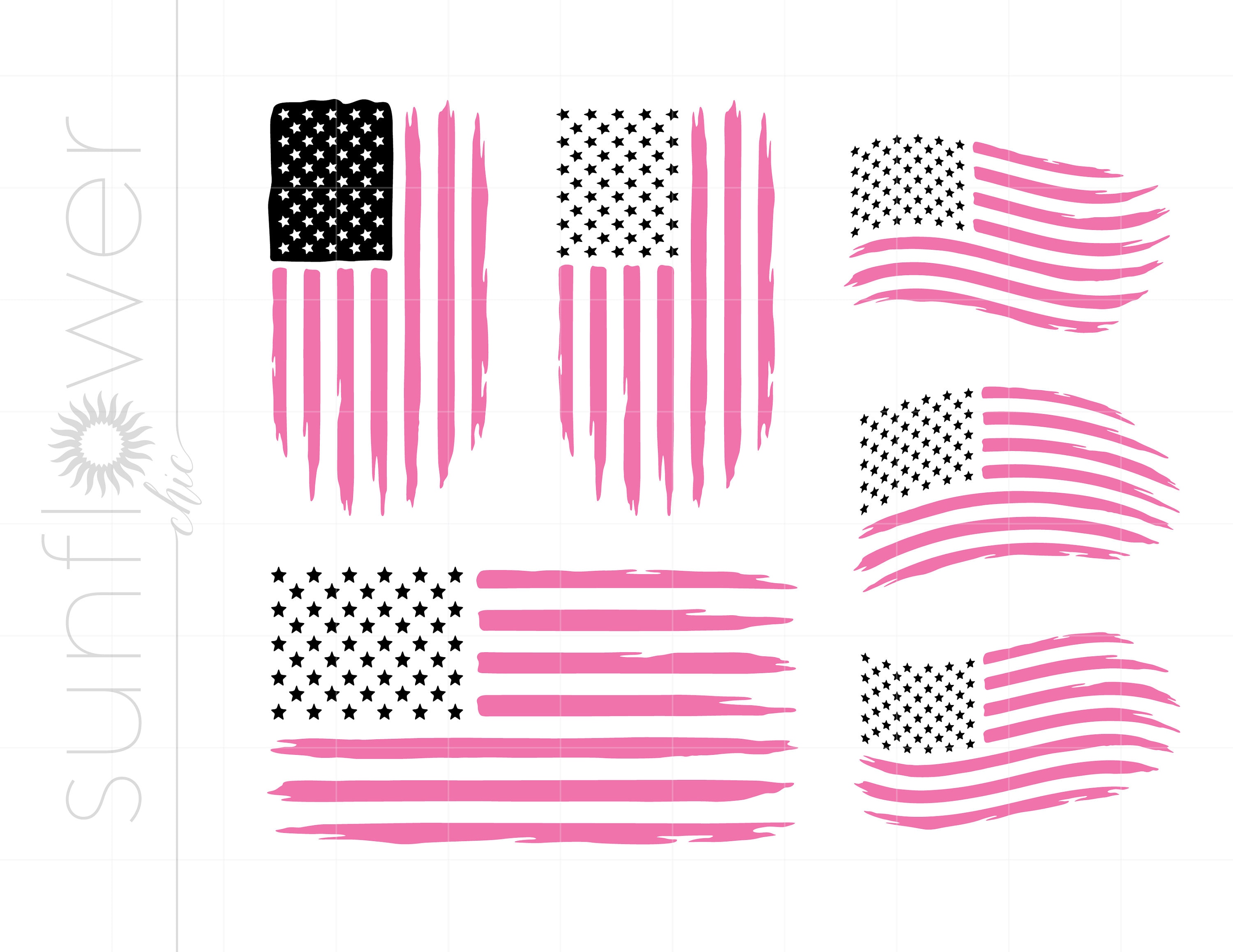 Pink American Flag Svg | Distressed US Flag Svg Cut Files | Patriotic ...