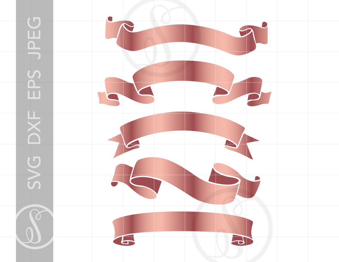 Rose Gold Ribbon Banners Svg Cut File Clipart Downloads Rose | Etsy