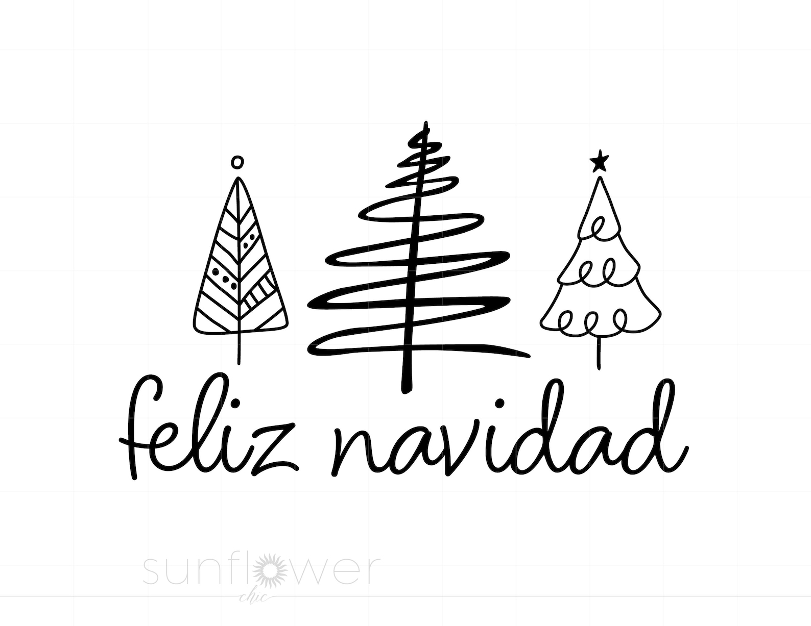 Arte de doodle de Feliz Navidad SVG – Descarga digital navideña festiva ...