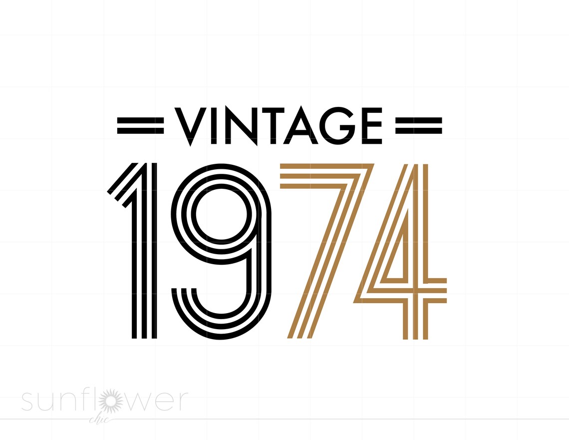 1974 Birthday SVG, Vintage 1974 SVG Clipart, Vintage 1974 Cut File for ...