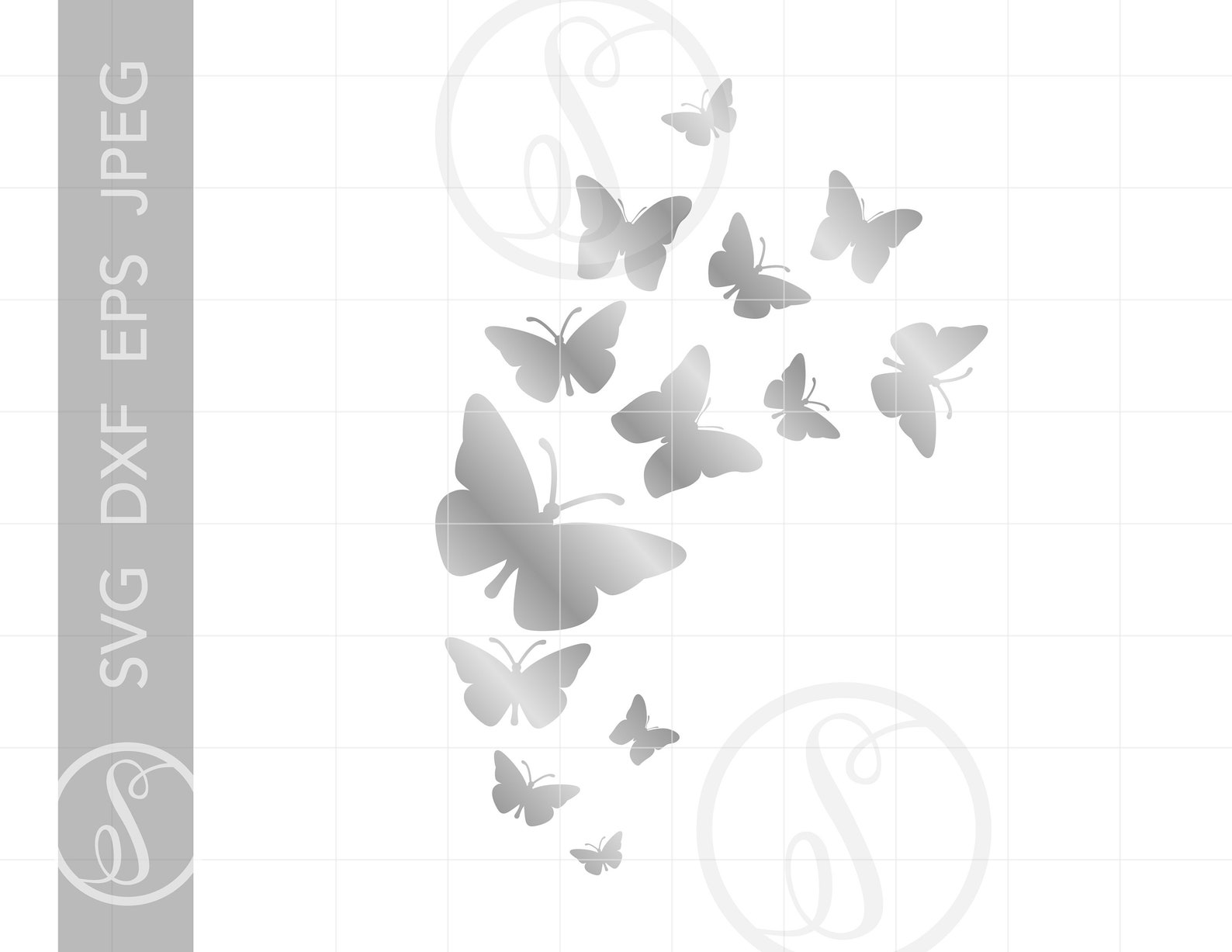 Silver Floating Butterflies SVG Clipart Floating Butterflies - Etsy