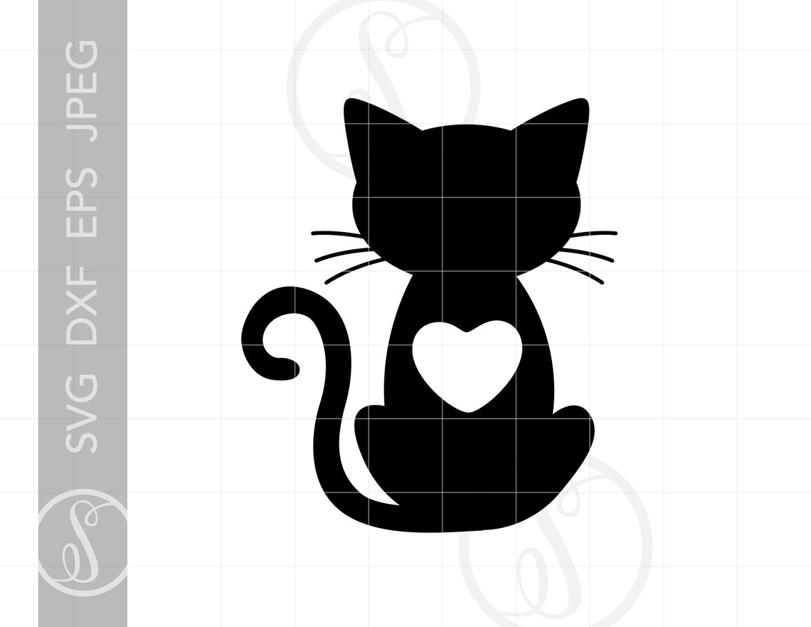 Cat Heart SVG Love Cats Clipart Downloads Cat With Heart - Etsy