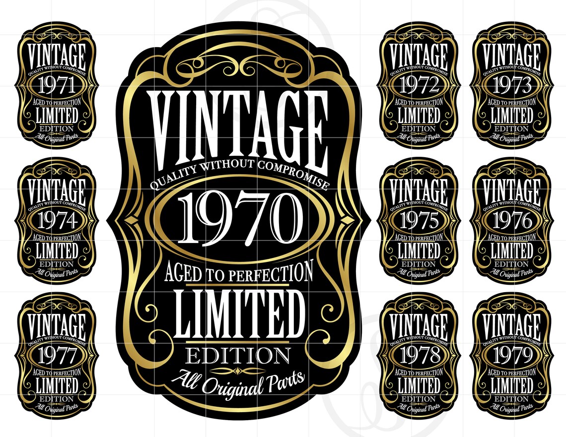 1970's SVG | Vintage 1970-79 SVG Clipart | Gold Aged to Perfection Cut ...