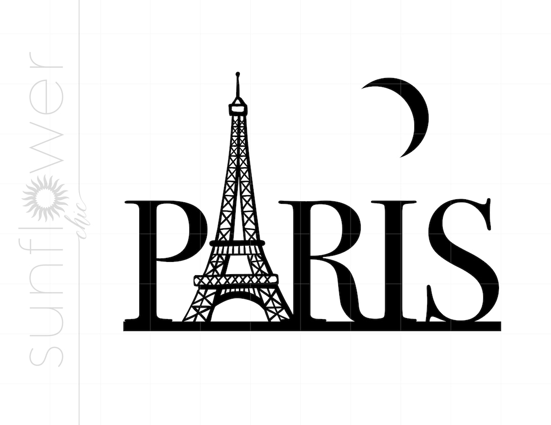 Paris Svg, Love Paris Moonlight SVG, Paris Clipart, Paris Silhouette ...
