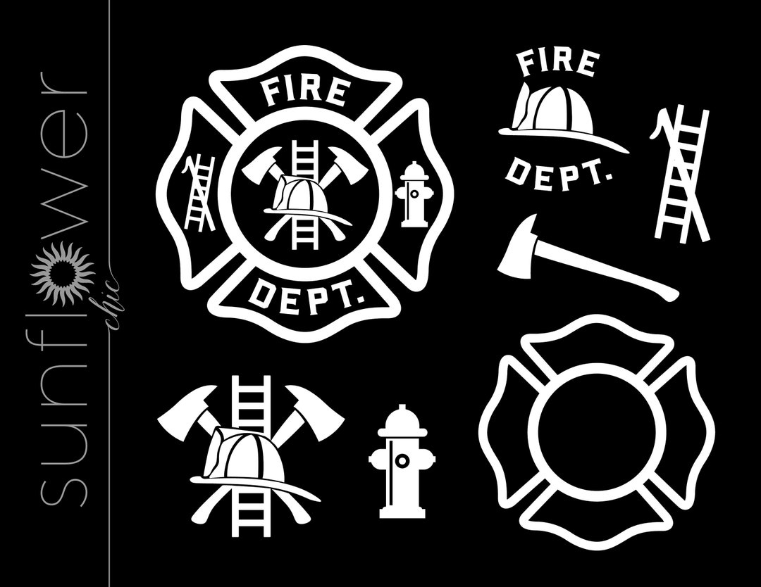 Fire Dept Svg Downloads | Fire Fighter Svg | Fireman Svg | White Fire ...