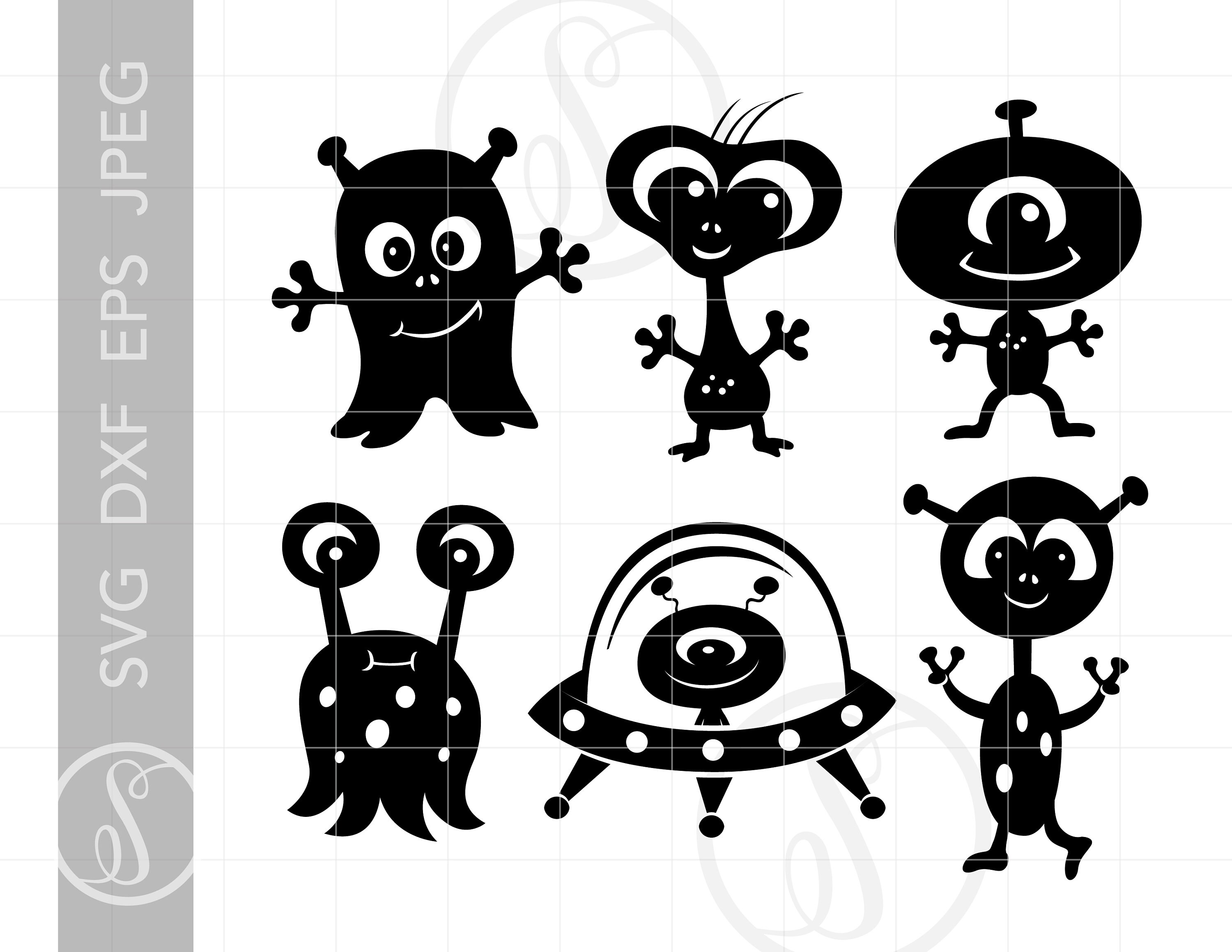ALIEN Svg Cut File Clipart Downloads Aliens Svg Dxf Pdf | Etsy