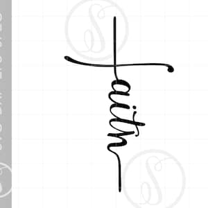 FAITH CROSS Script Svg Cut Files Clipart Downloads Faith Svg - Etsy
