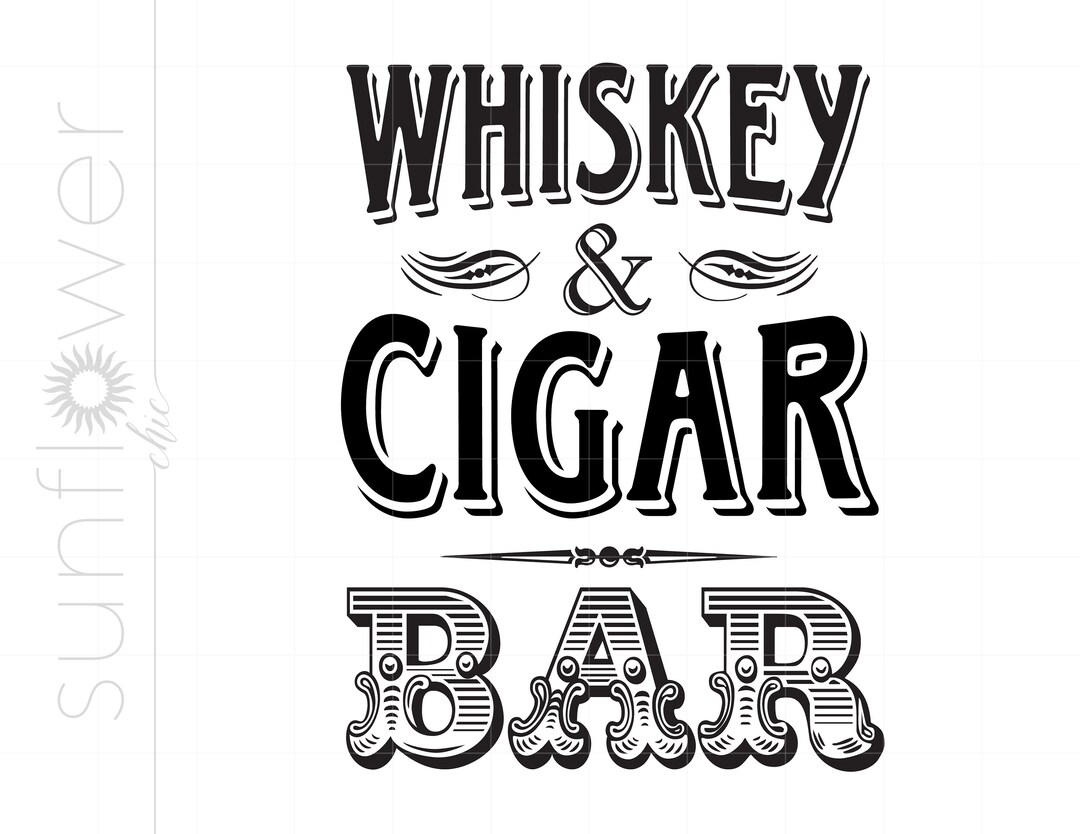 Whiskey Cigar Bar Art SVG Design | Vintage Bar SVG Dxf Eps | Cigar ...