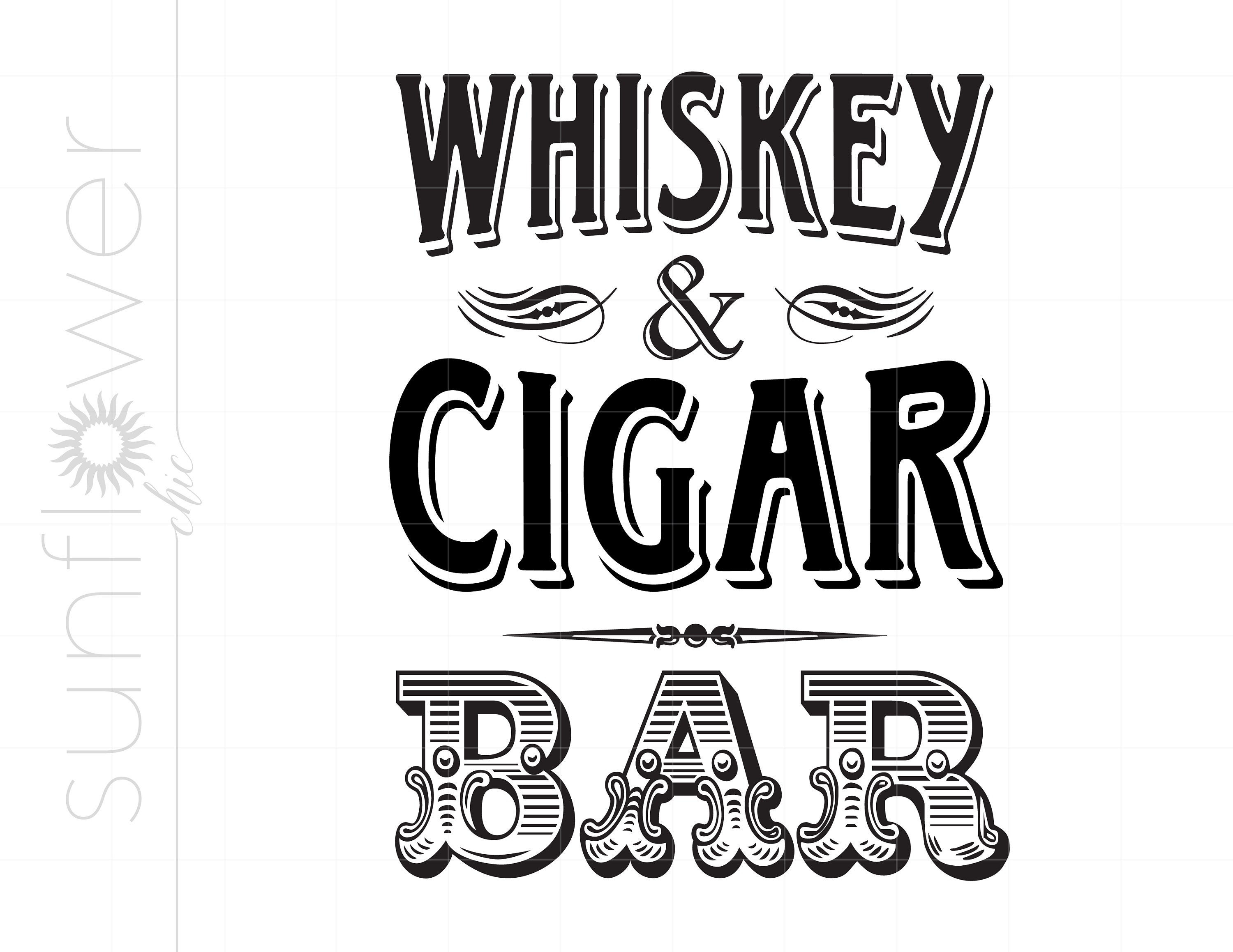 Whiskey Cigar Bar Art SVG Design | Vintage Bar SVG Dxf Eps | Cigar ...