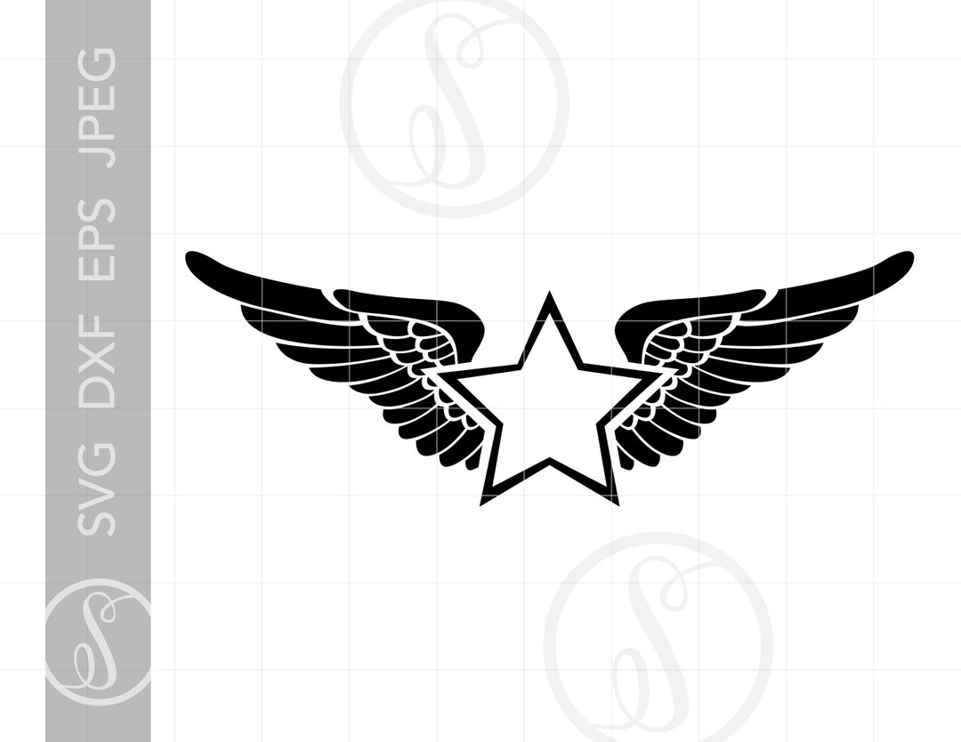 Winged Star Monogram Frame SVG Winged Star Clipart Winged - Etsy