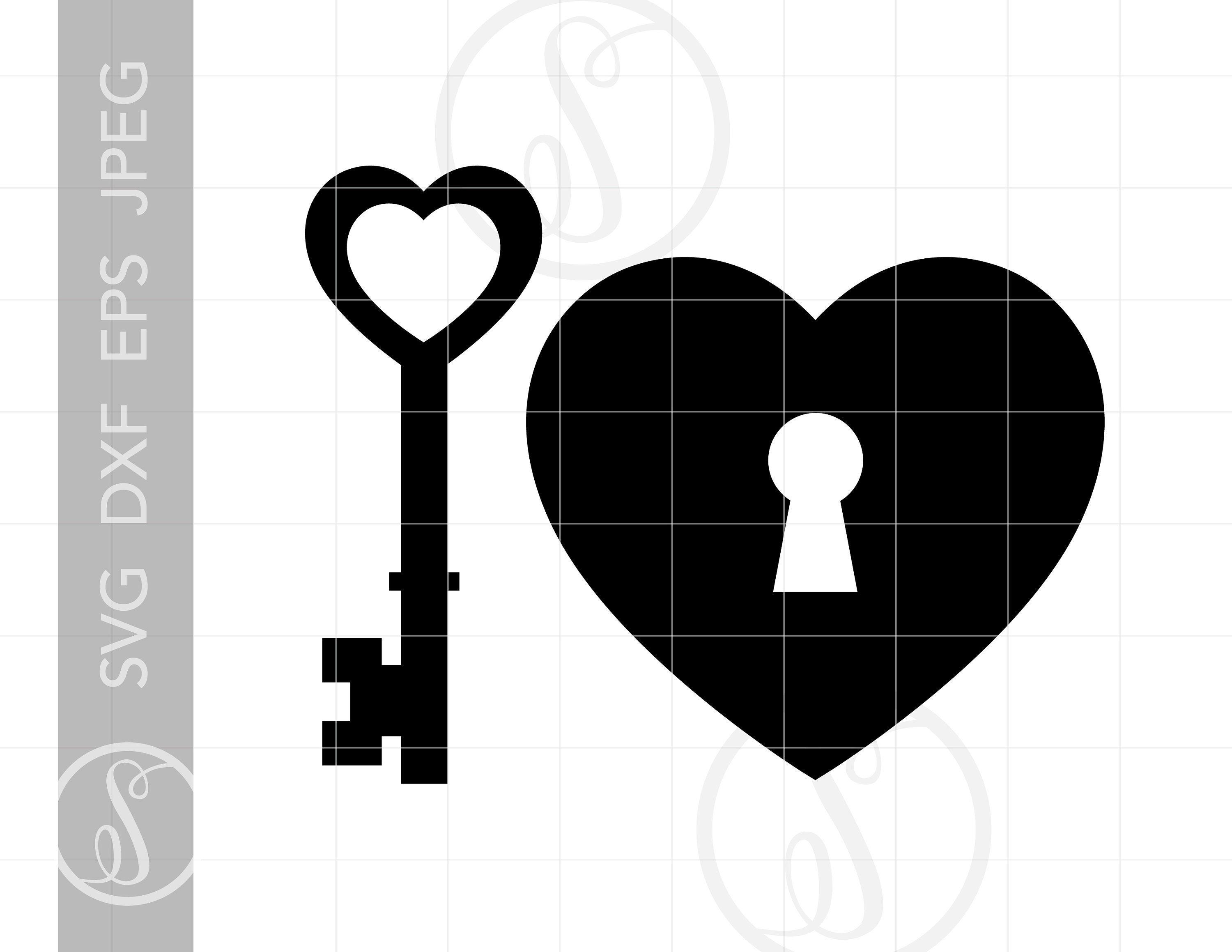 Key Heart SVG Key Heart Clipart Key Heart Silhouette Cut - Etsy