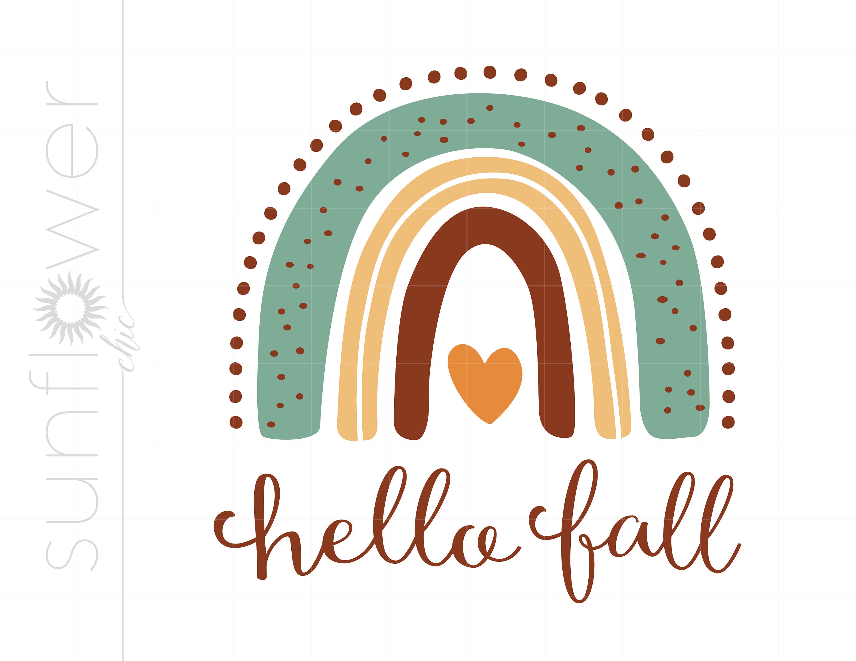 Hello Fall Rainbow SVG Boho Fall Rainbow Cricut Fall - Etsy