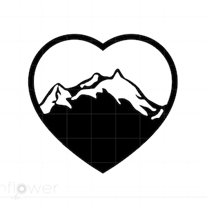 Heart Mountains Svg, Love Mountains Heart Silhouette Cut File, Mountain ...