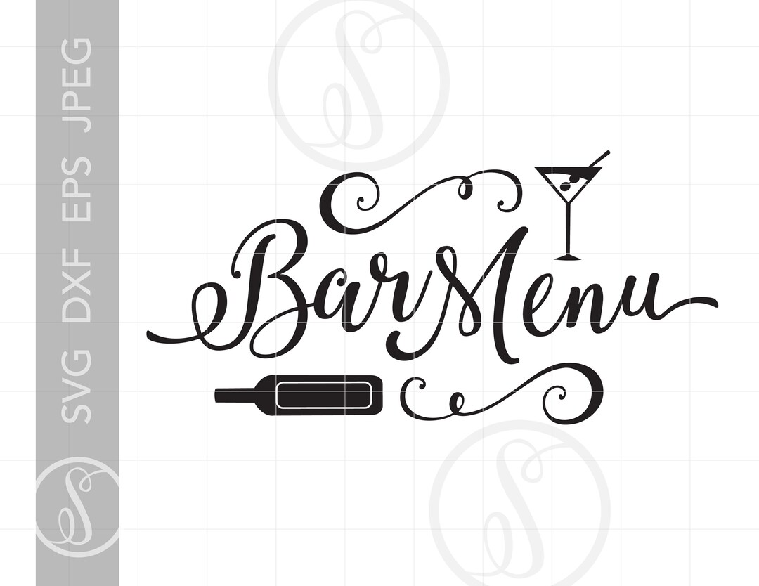 Bar Menu Script Cutting File | Bar Sign Script Svg File | Bar Menu Svg ...