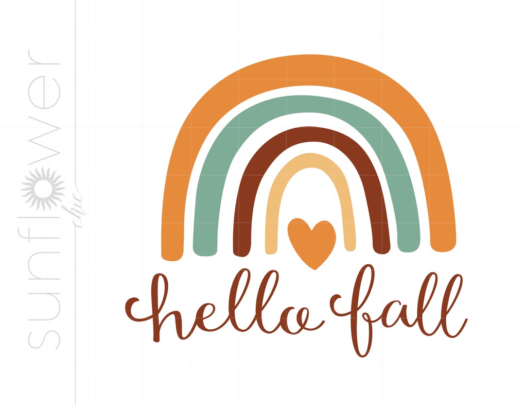 Hello Fall Rainbow SVG Boho Fall Rainbow Cricut Fall Thanksgiving Svg ...