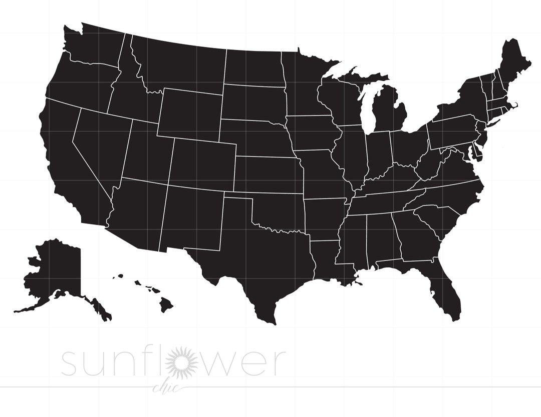 United States Svg | US States Svg Cut Files | United States Map Outline ...