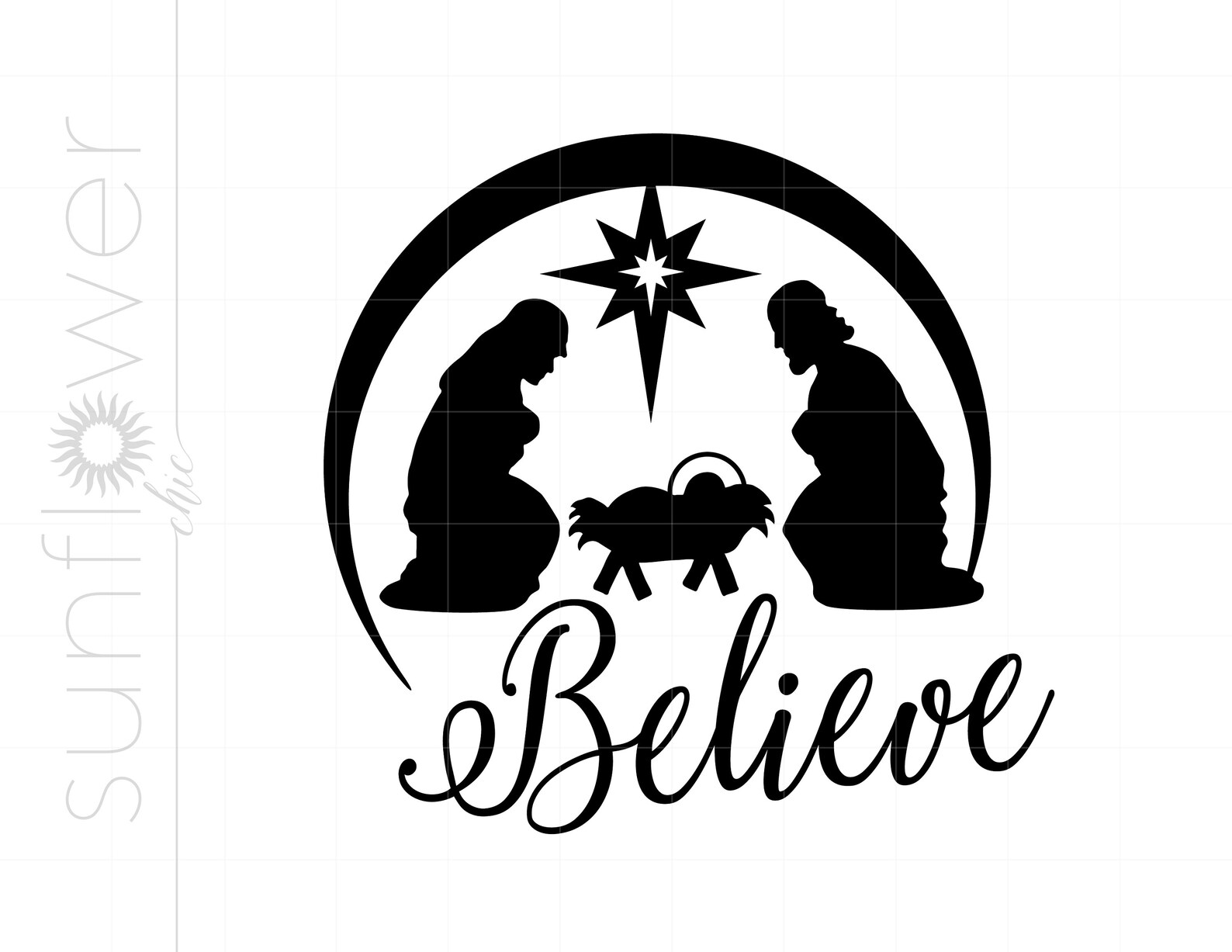 Believe Nativity SVG Clipart | Believe Nativity Silhouette Cut File ...