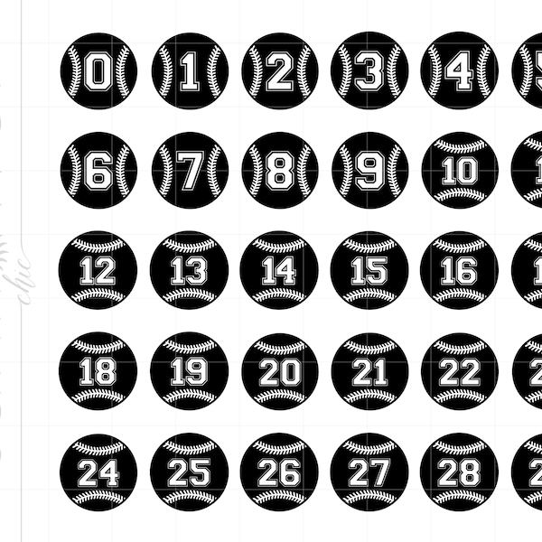 Baseball Numbers Svg - Etsy