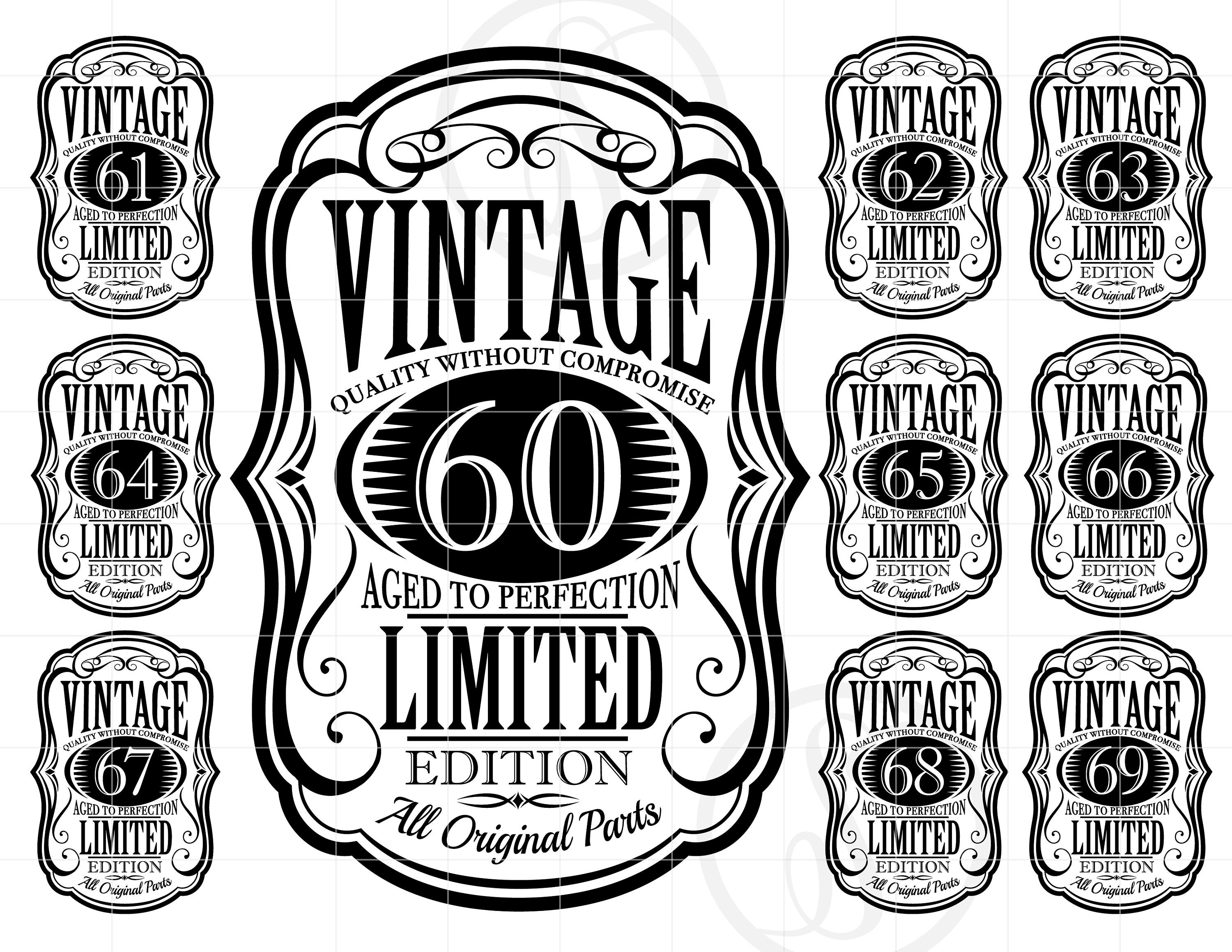 Vintage 60's Svg, Vintage 60-69 SVG Clipart, Aged to Perfection Cut ...