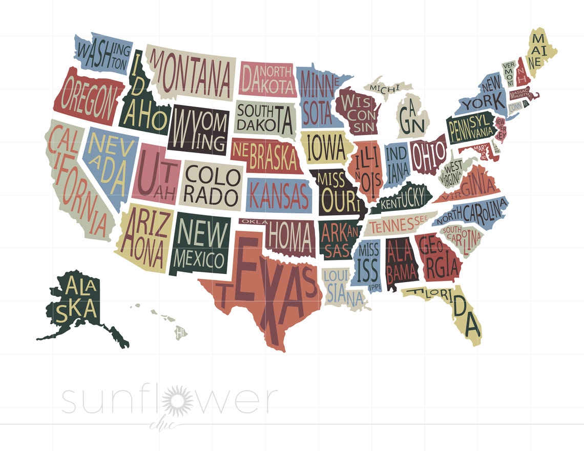 United States Svg, US States Svg Cut Files, United States Map Svg, US ...