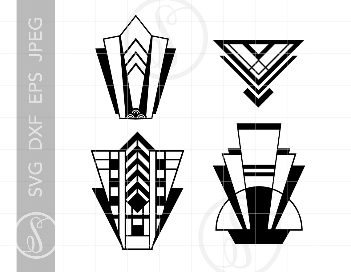 Vector Art Deco Designs Svg Cut Files Clipart Downloads Art - Etsy