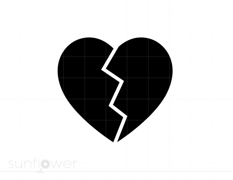 Broken Heart SVG Download, Broken Heart Silhouette Cut File, Cracked ...