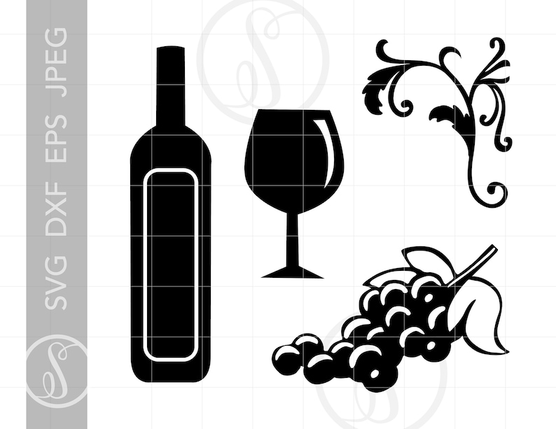 Wine SVG Downloads Wine Clipart Download Wine Bottle - Etsy