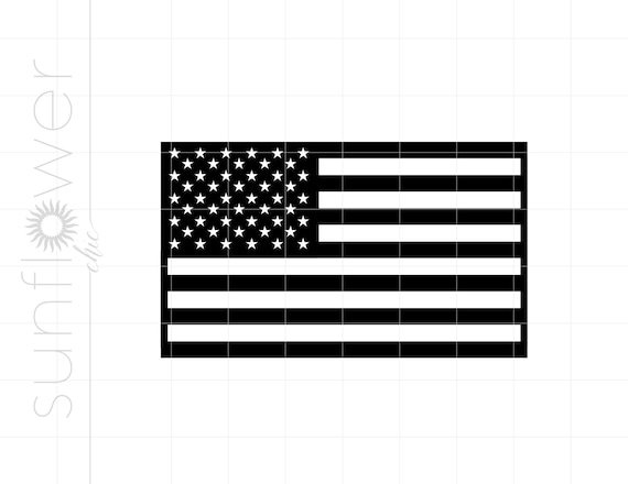Black And White Us Flag Svg