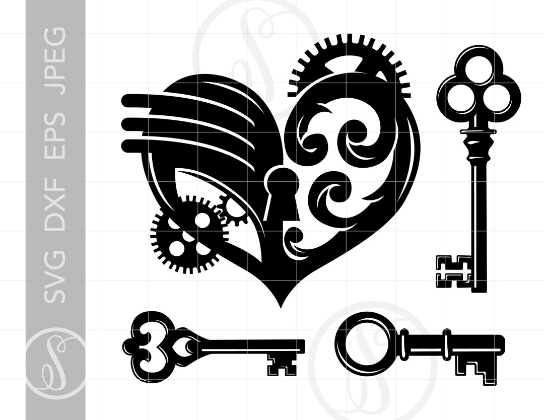 STEAMPUNK HEART Svg Cut File Clipart Downloads | Steampunk Lock and ...