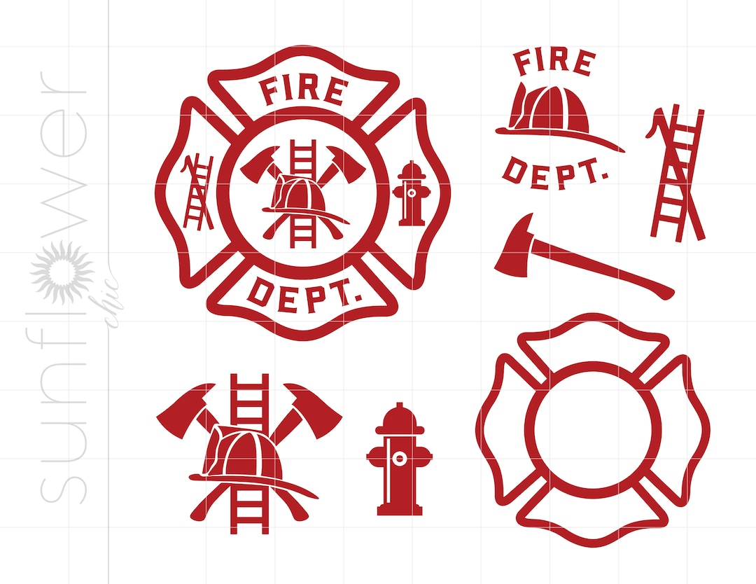 Fire Dept Svg Downloads | Fire Fighter Svg | Fireman Svg | Red Fire ...