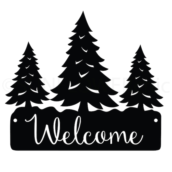 Welcome With Trees Svg - Etsy