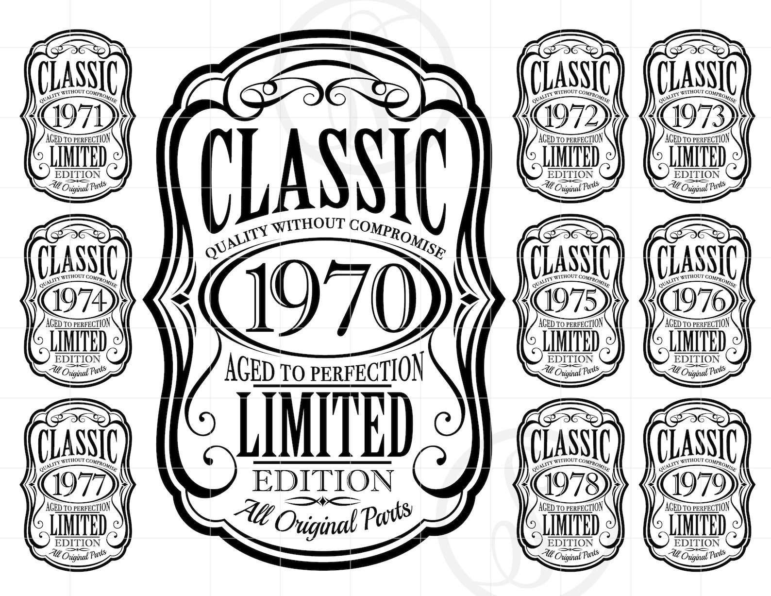 Classic 1970's SVG Classic 1970-79 SVG Clipart Aged to | Etsy