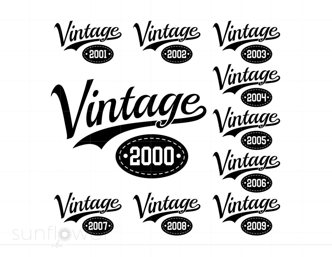 Vintage 2000-09 SVG Clipart, Vintage 2000-09 Cut File for Cricut ...
