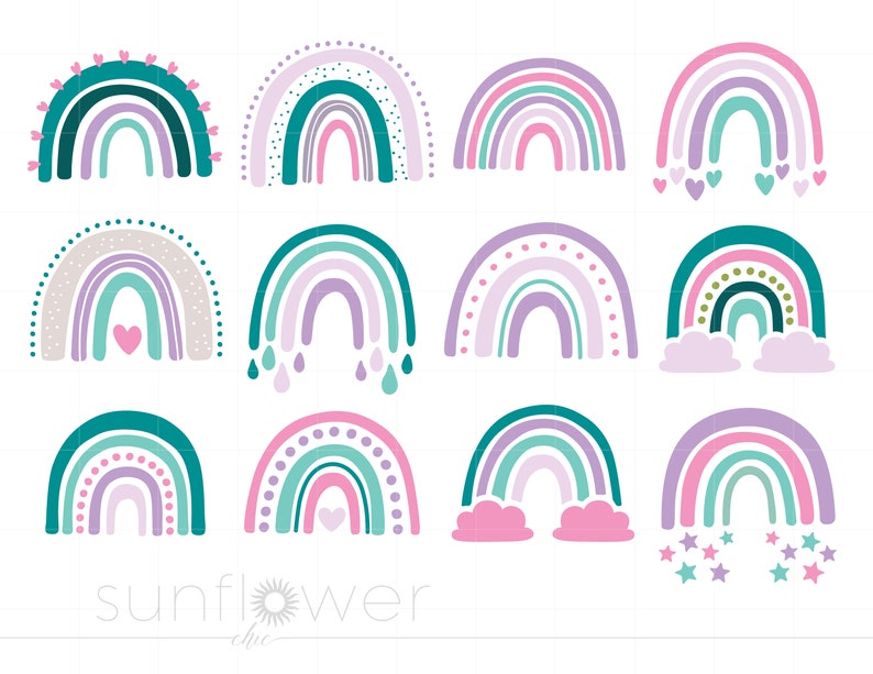 Boho Rainbows SVG Bundle Boho Rainbows Svg Clipart Boho - Etsy