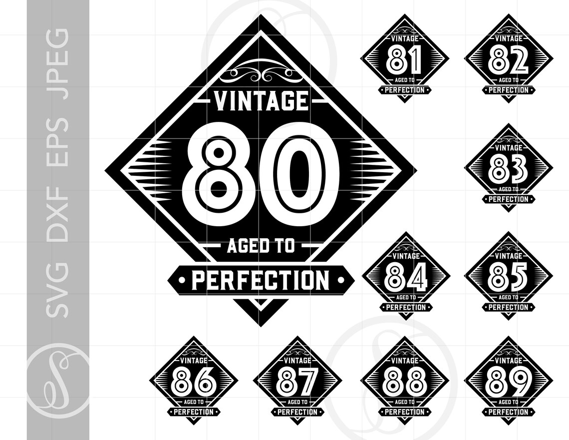 Vintage 80's SVG Vintage 80-89 SVG Clipart Aged to - Etsy