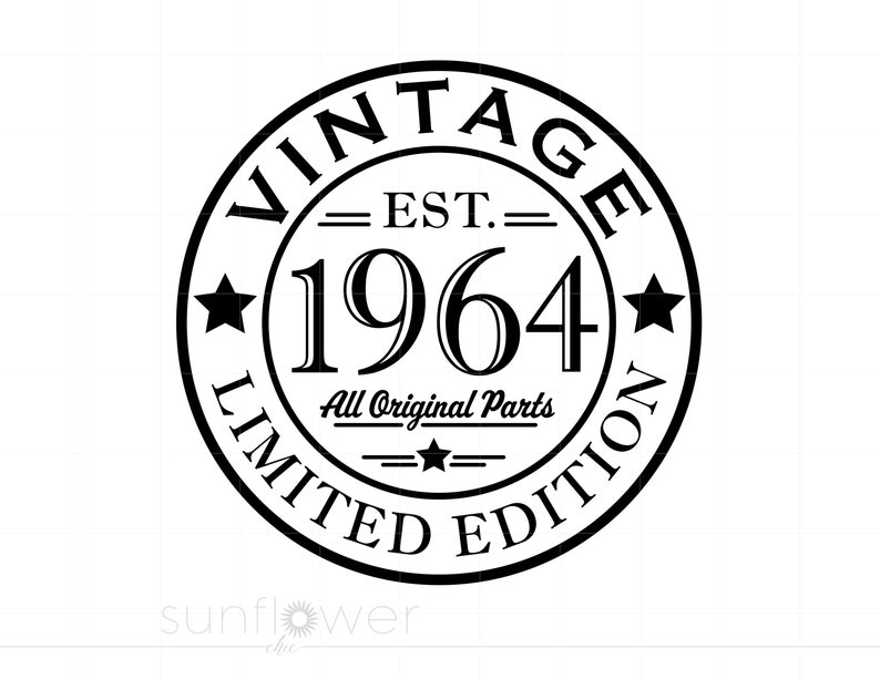 1964 Birthday Svg, Born in 1964 Svg Download, 1964 All Original Parts ...