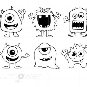 Monsters Svg, Monster Outline SVG, Halloween SVG Cricut Silhouette ...