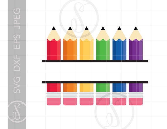Pencils Split Frame SVG Pencils Monogram Clipart Pencils | Etsy