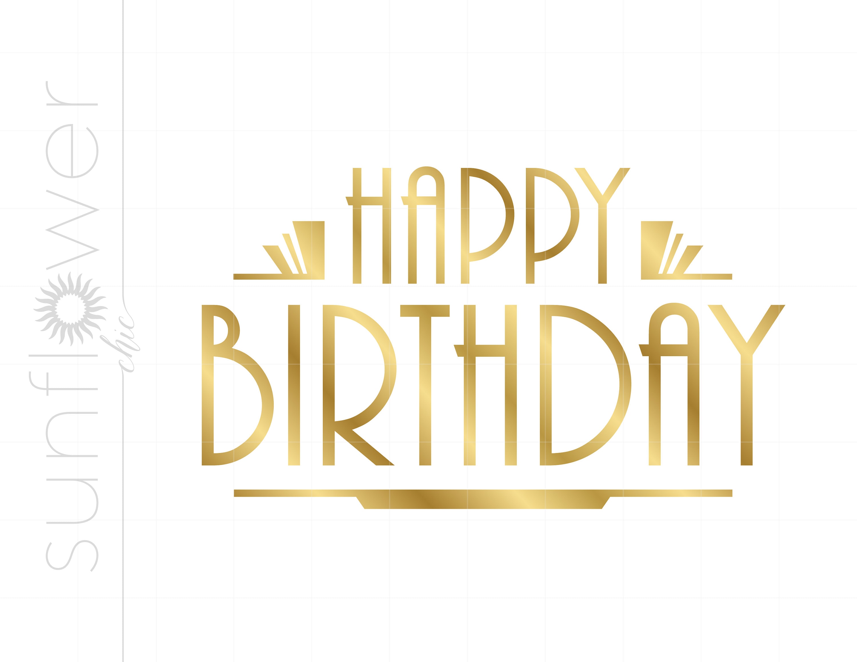 Happy Birthday Svg Art Gold Art Deco Svg Pdf Png Dxf - Etsy Ireland
