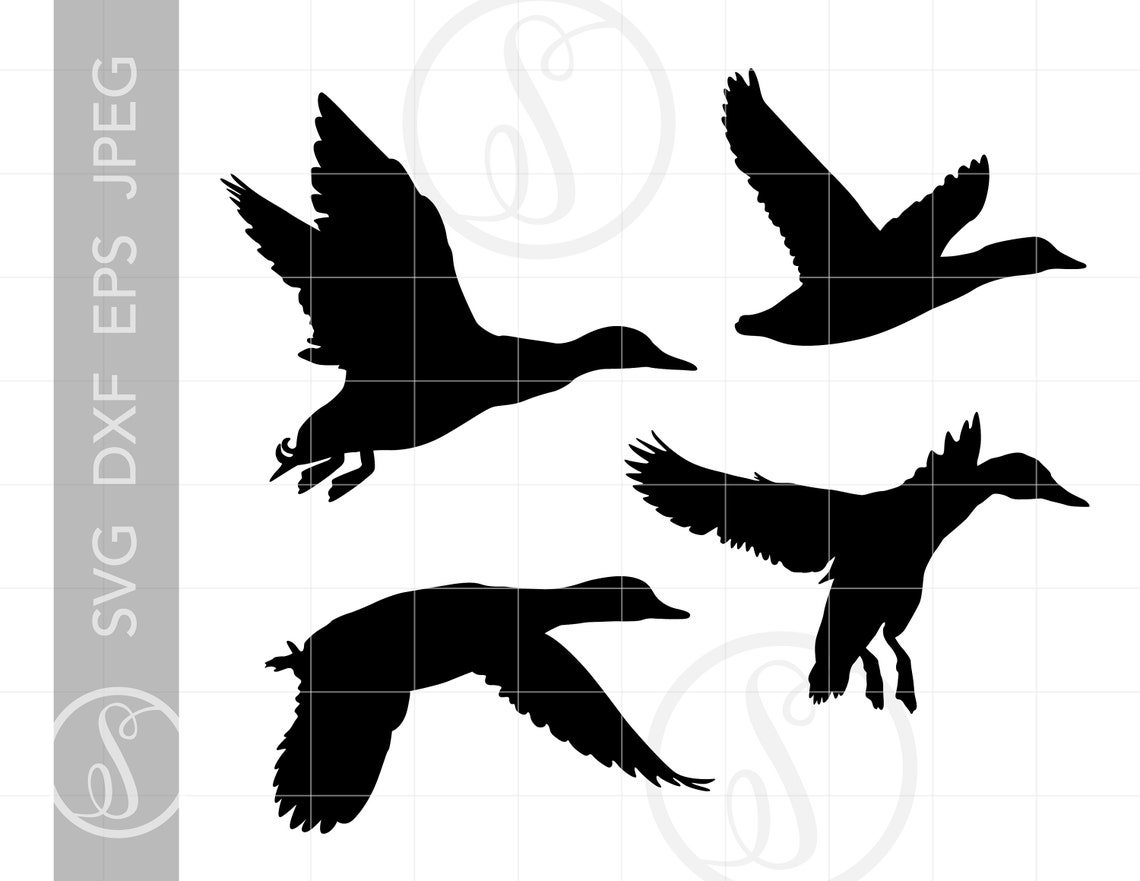 Duck Silhouettes SVG Flying Duck Clipart Duck Silhouette | Etsy