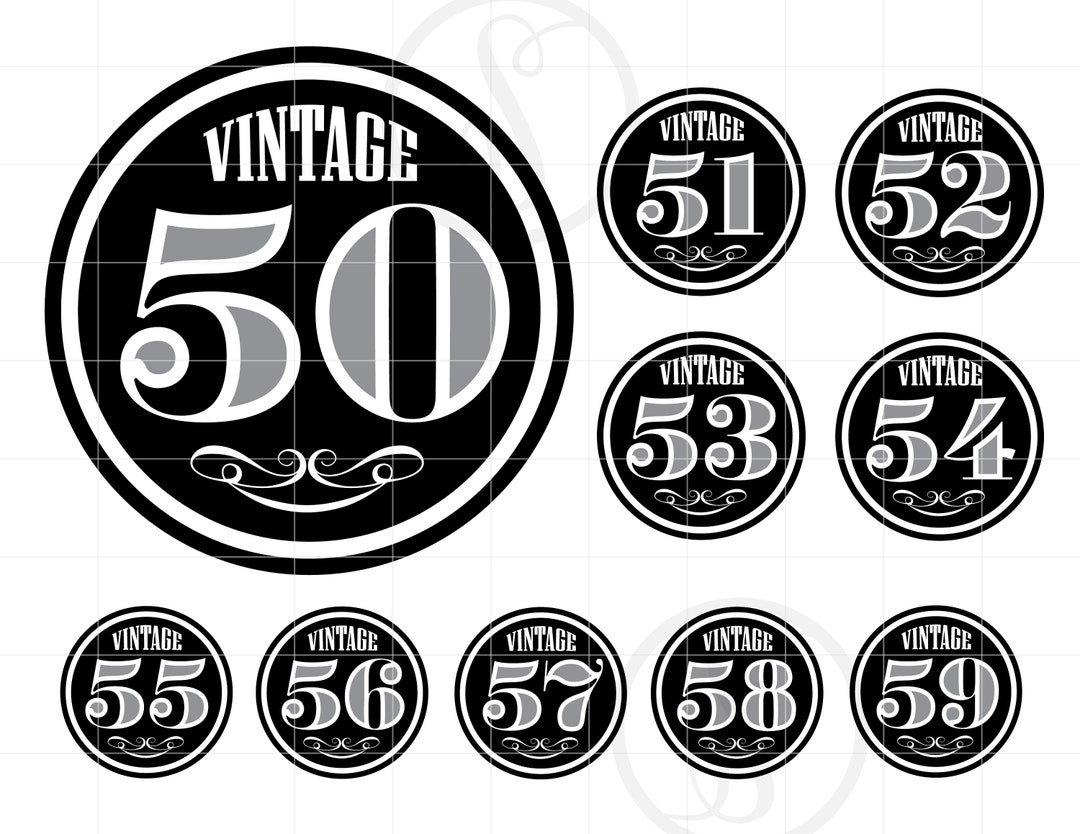 Vintage 50-59 Svg, Vintage 50-59 Birthday SVG Clipart, Vintage 50-59 ...