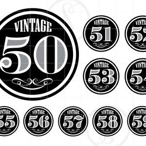 Vintage 50-59 Svg, Vintage 50-59 Birthday SVG Clipart, Vintage 50-59 ...